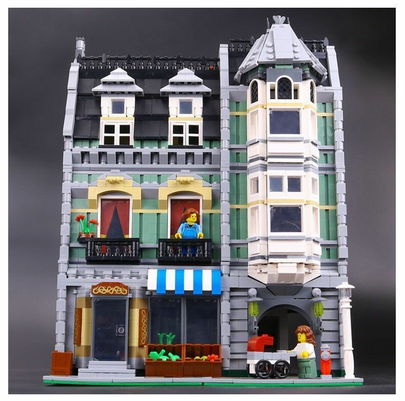 Уличный пейзаж, серии "Green grocery store", Совместимость 10185 2000+ pcs Строительные игрушки Рождественский подарок