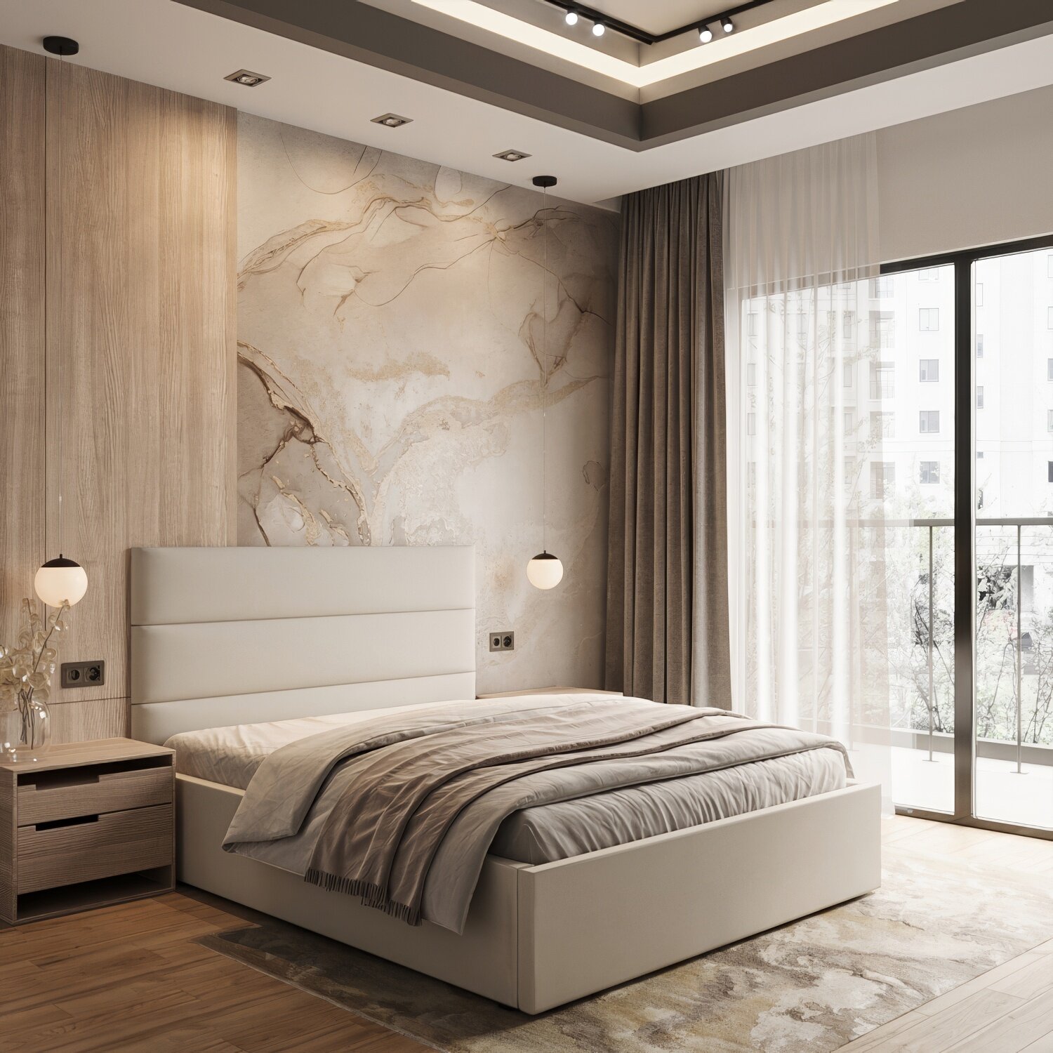 Кровать 140х200 двуспальная ортопедическим основанием, белая