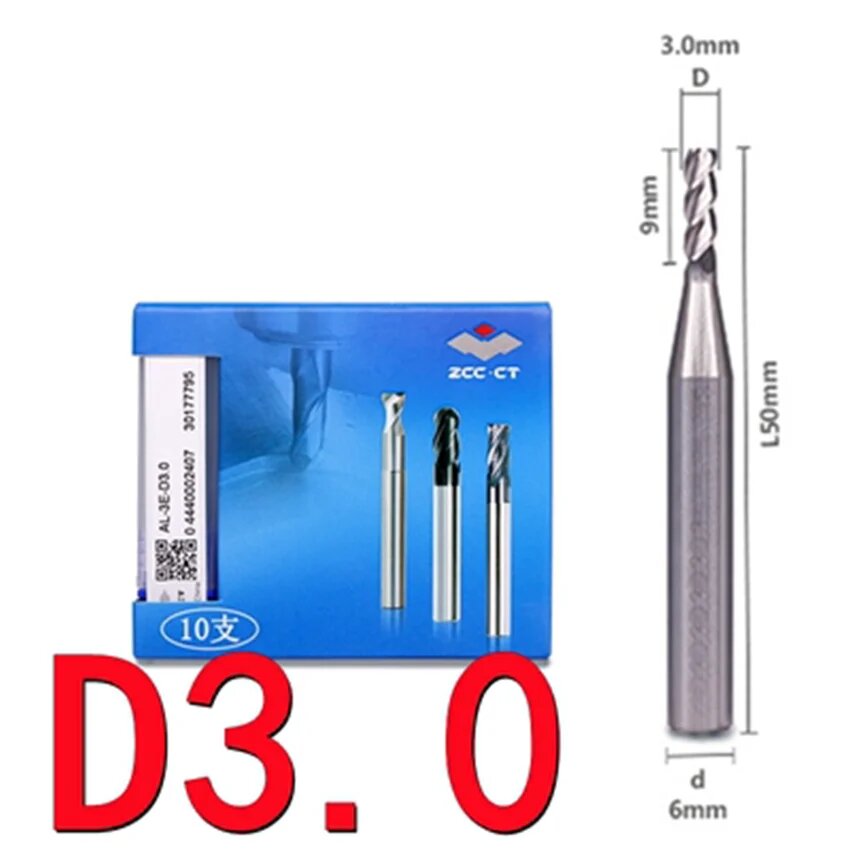 Фреза ZCC.CT AL-3E-D2.5 для алюминия, 10 шт.