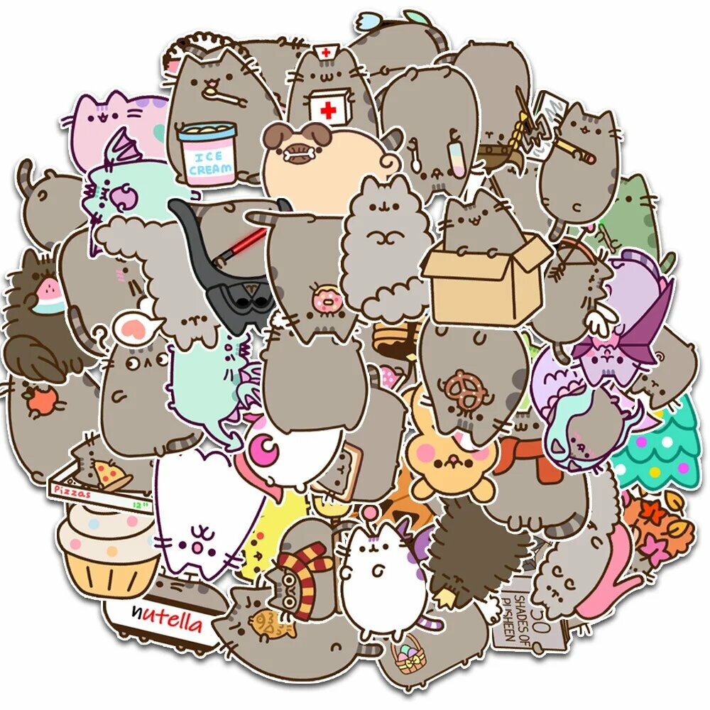 Наклейки с котами GOGOTU, 50 шт