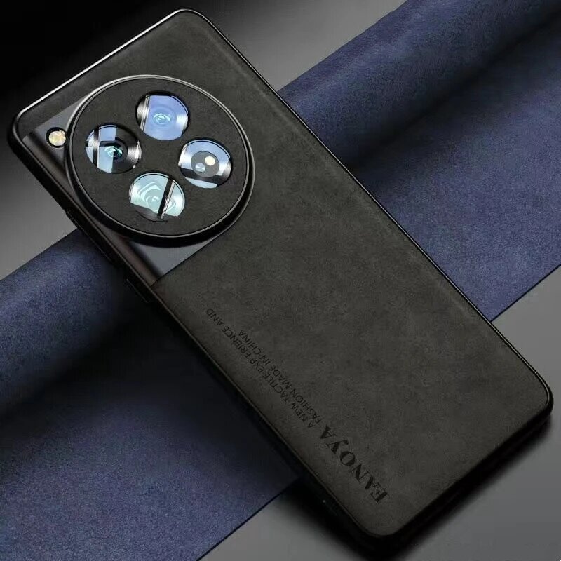 Роскошная кожаная задняя крышка для OnePlus 12 чехол, чехол для One Plus 12 11 11R ACE 2 Pro 5G OnePlus11, защитный чехол для камеры, бампер для телефона Темно-синий, черный, For OnePlus 12