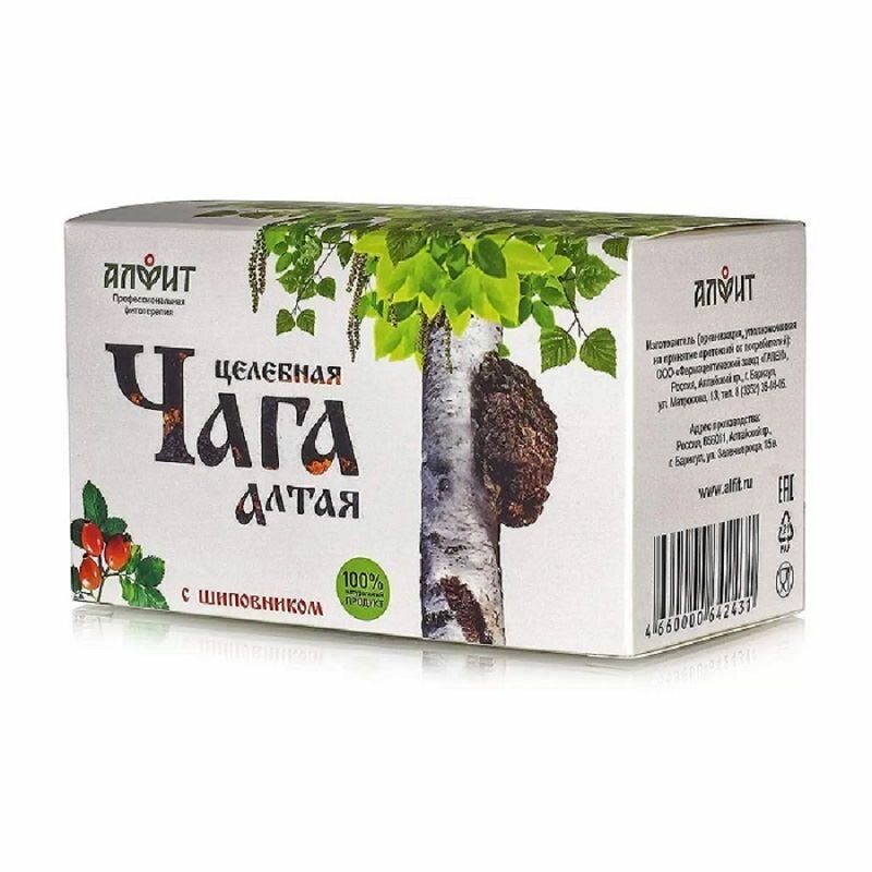 Фиточай Целебная чага Алтая с шиповником №20 ф/пакетов (Алфит)