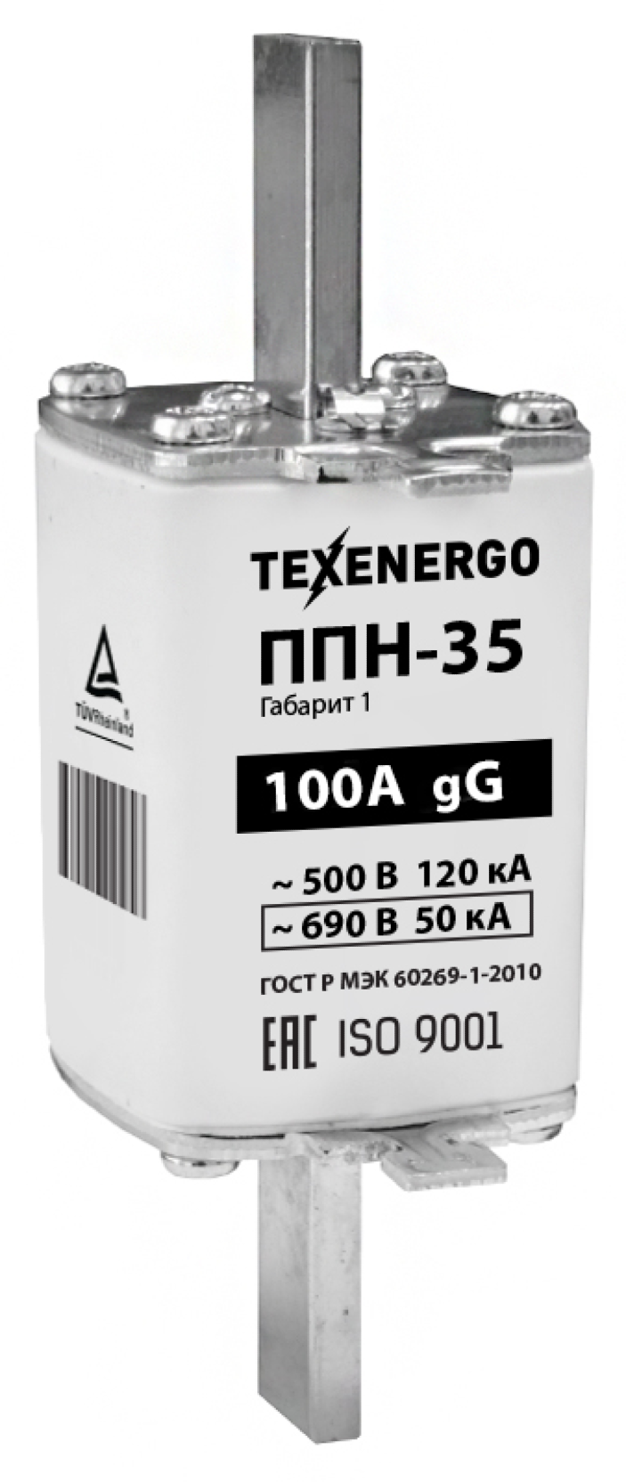 Вставка плавкая Техэнерго ППН35 100А габарит 1, керамика, te00302611 / предохранитель