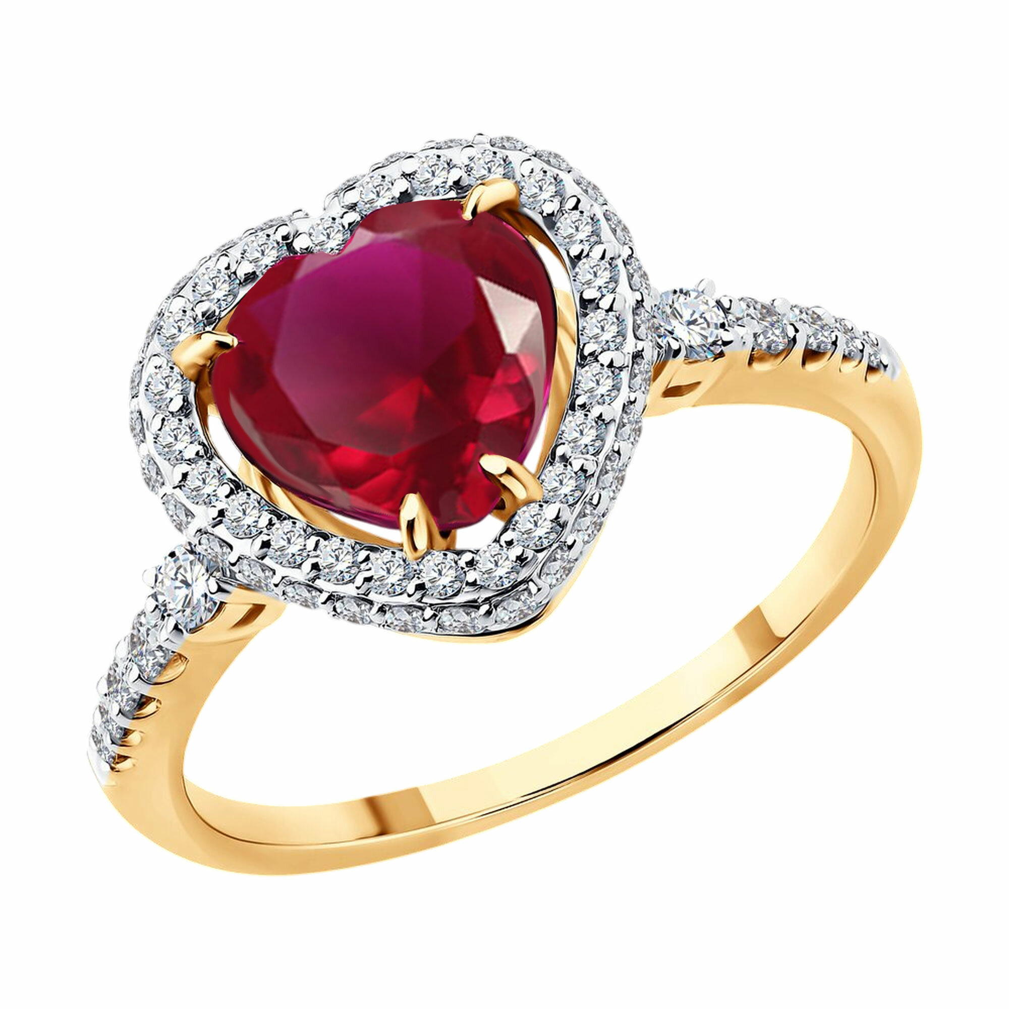 Кольцо, красное золото, 585 проба, рубин, бриллиант