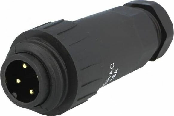Разъем WEIPU WA22J4TE2I Вилка WA22 "папа" PIN 4 3 PE IP67 5-6,5мм 16А зажим под винт 1 шт