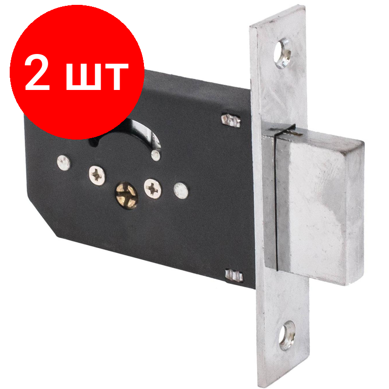 Комплект 2 штук, Замок врезной УЗК_Стандарт 955-5К CP ст. хром(б/руч, д/дер. дв, крест.5кл)