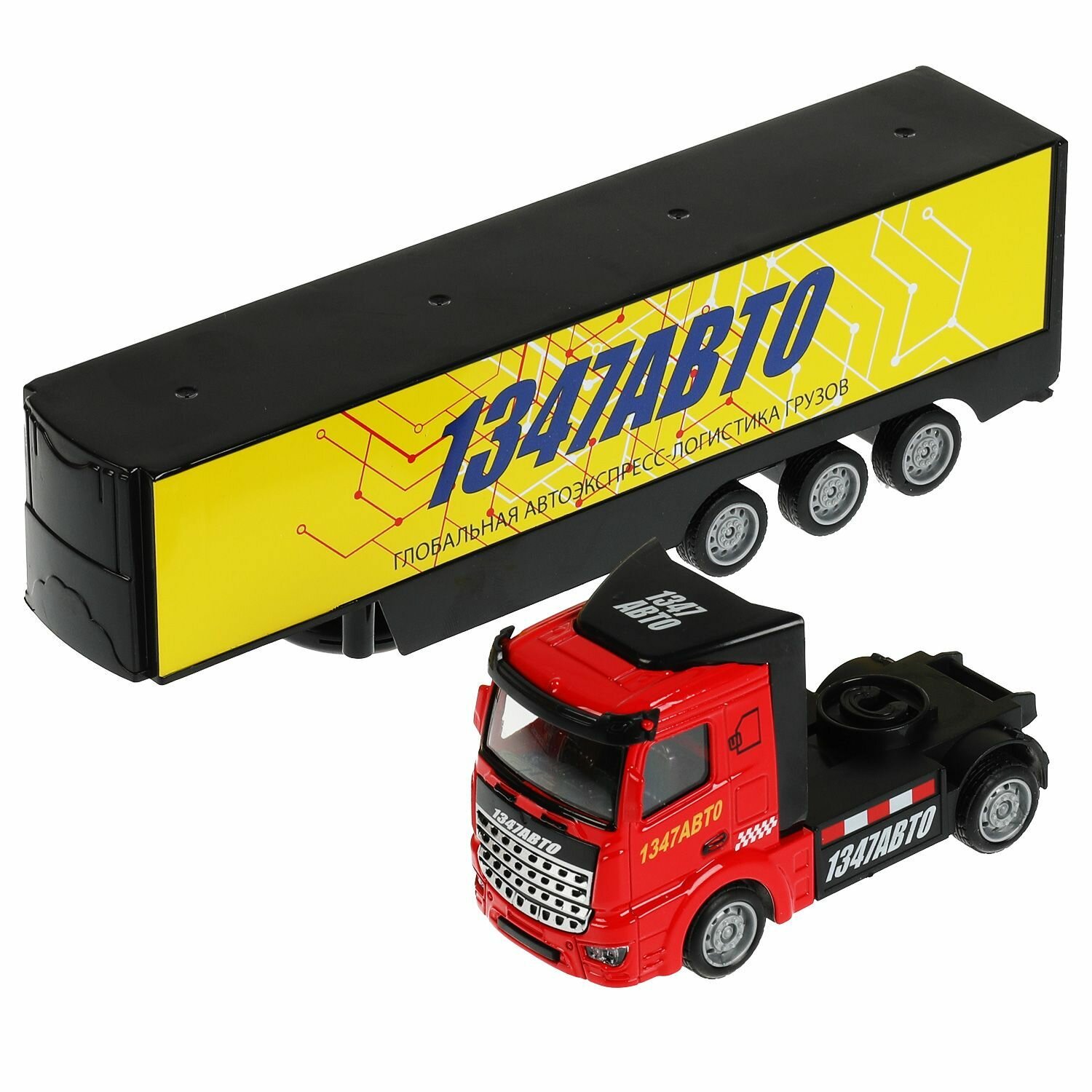 Модель Инерционная Технопарк Грузовик с фурой (32см, металл, свет, звук, подвижные детали, в коробке) E950-H65086-R