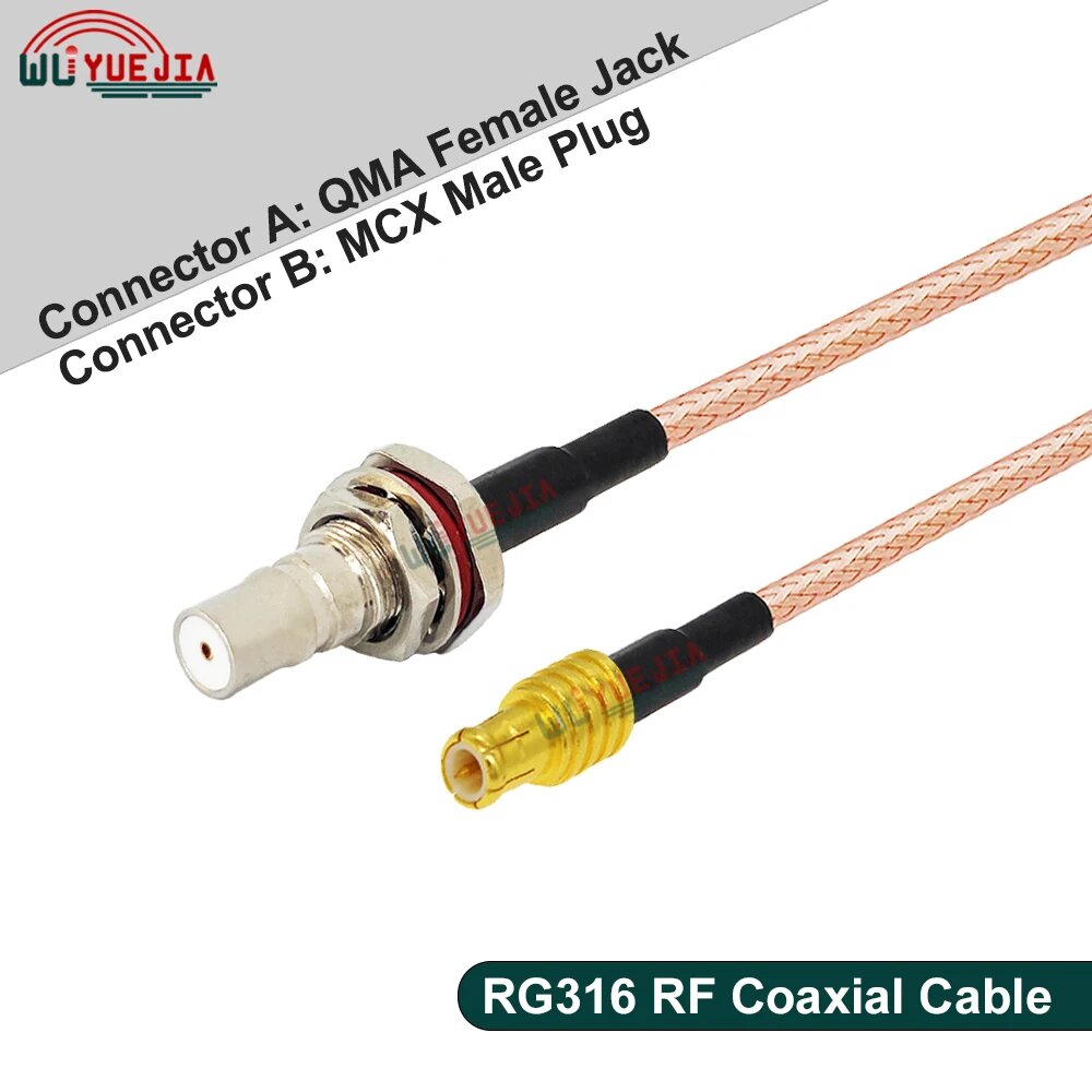 RG-316 RF-кабель QMA-MCX WUYUEJIA 10-20 см 0.2 Meters, QMA FWp to MCX M