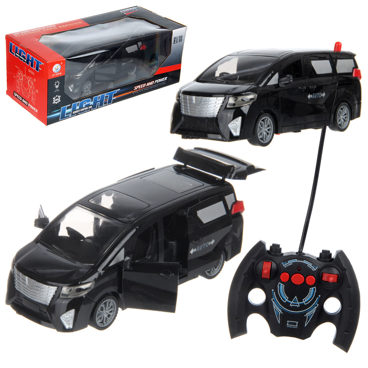 Интерактивная машинка Veld Co, открываются дверцы, подсветка, черный, 32 см