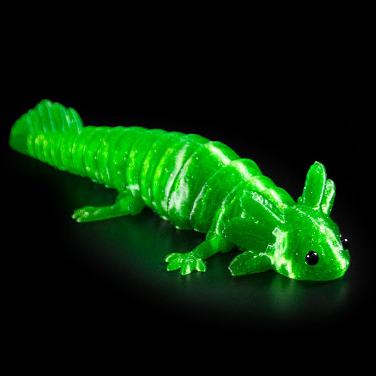 Аксолотль гибкая сегментная подвижная игрушка, 18 см, 3D печать, зеленый