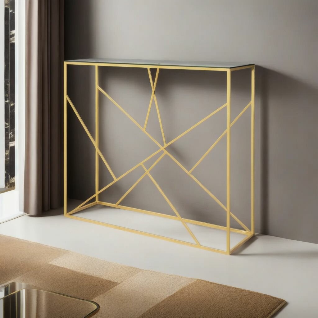 Консольный столик RIO, туалетный столик 990х875х280мм (золото/стекло серое графит)