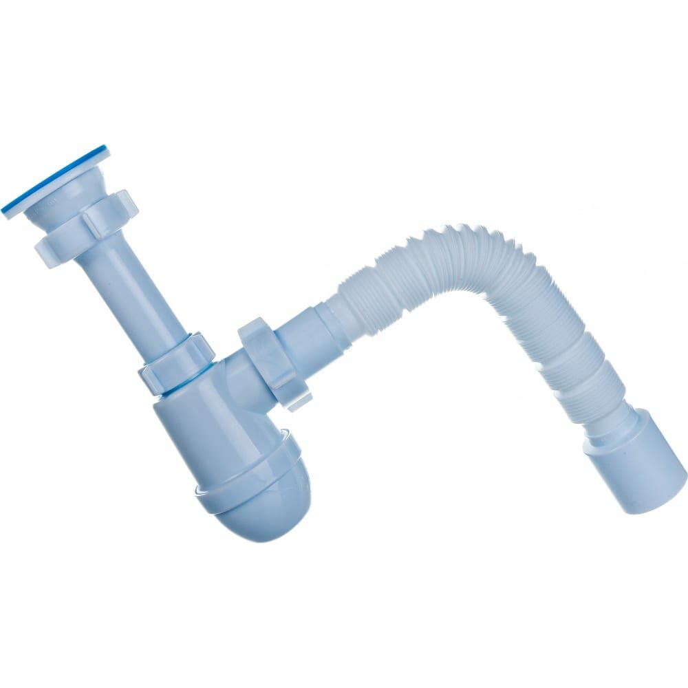 Сифон для умывальника/мойки АНИ Пласт бутылочный, 1x40, гофра, нержавеющая сетка