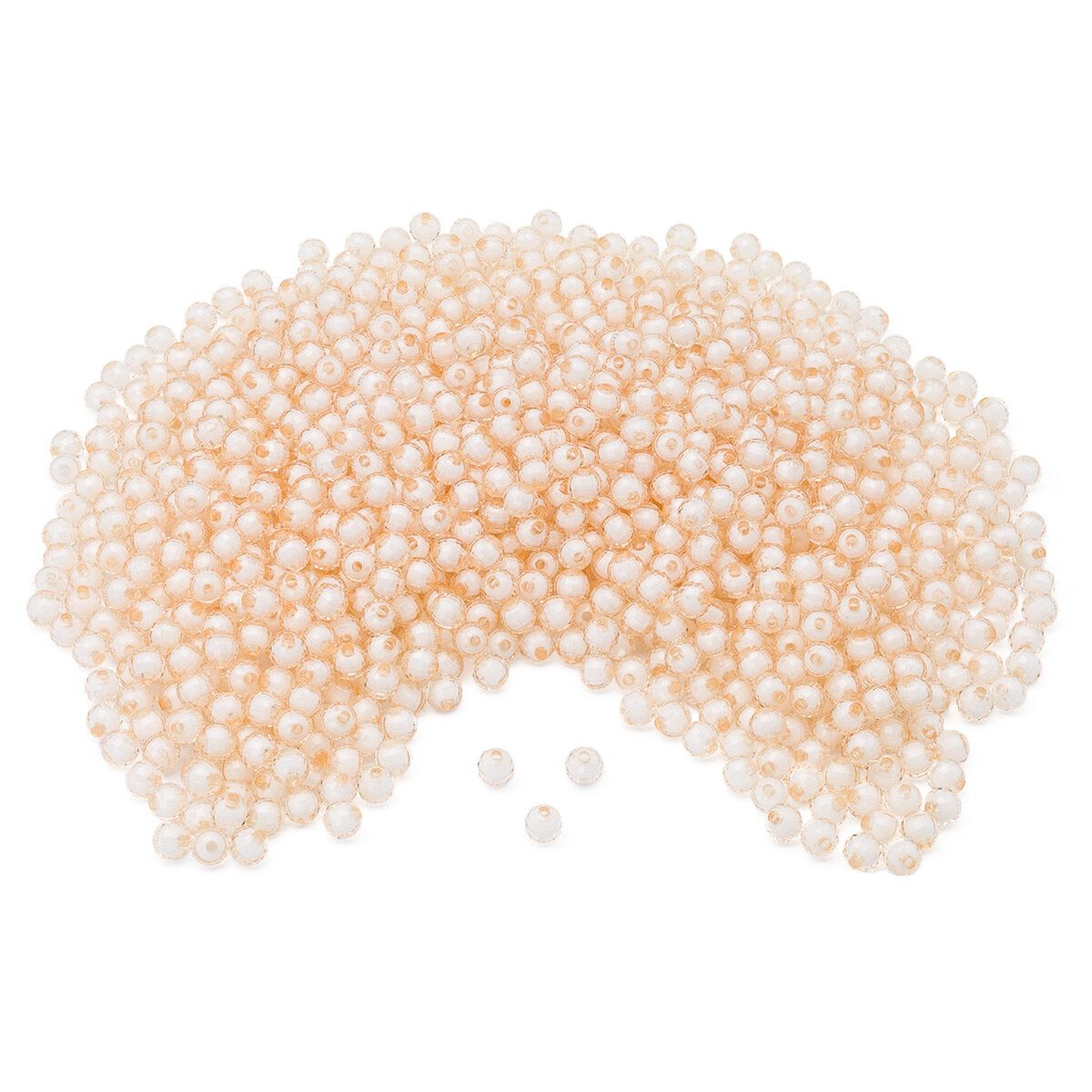 Бусины пластиковые, акрил, цвет. с белой сердц, круглые часто гран,10мм, 500гр, Astra&Craft (35 бежевый)