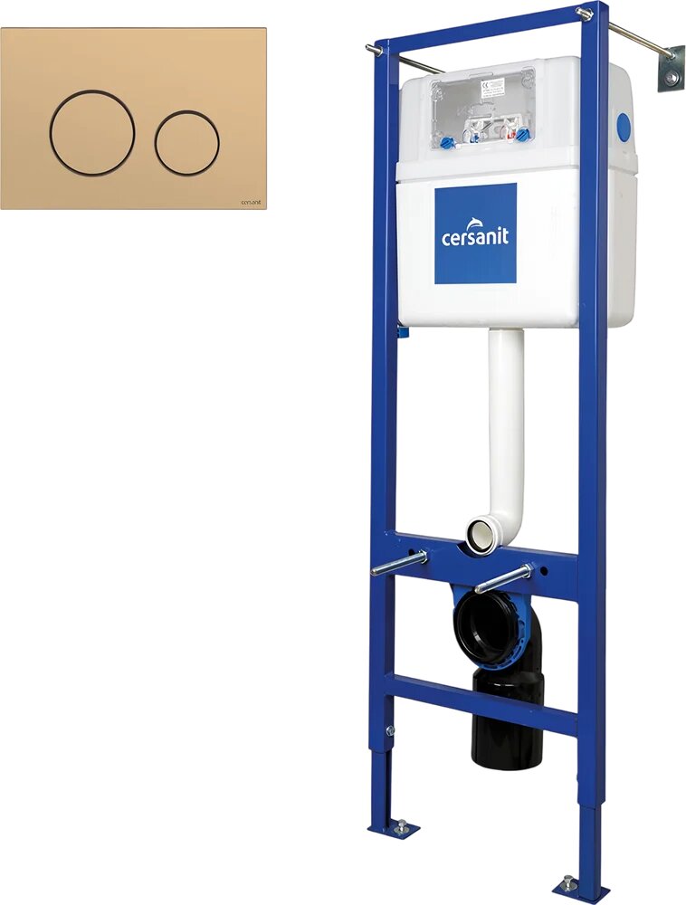 Комплект Инсталляция Cersanit Vector S-IN-MZ-VECTOR / Кнопка Twins 63524 цвет матовое золото