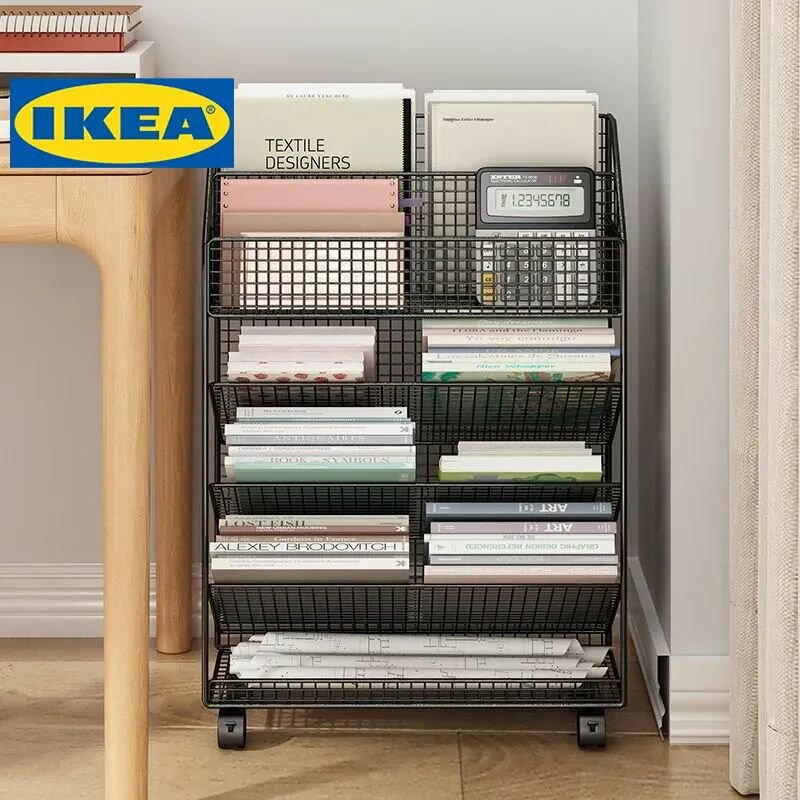 Этажерка органайзер для книг напольный на колесах GG916