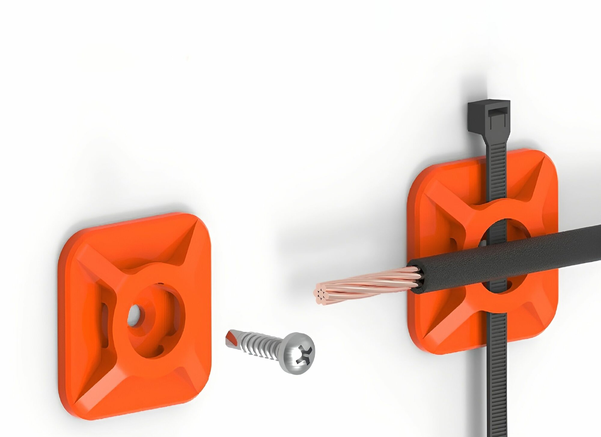 Крепеж-площадка держатель проводов кабелей хомутов под стяжку