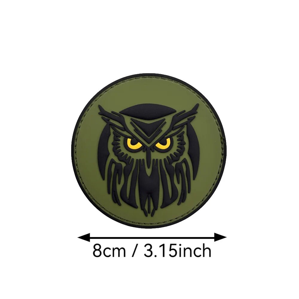 3D ПВХ нашивка сова на липучке зеленый