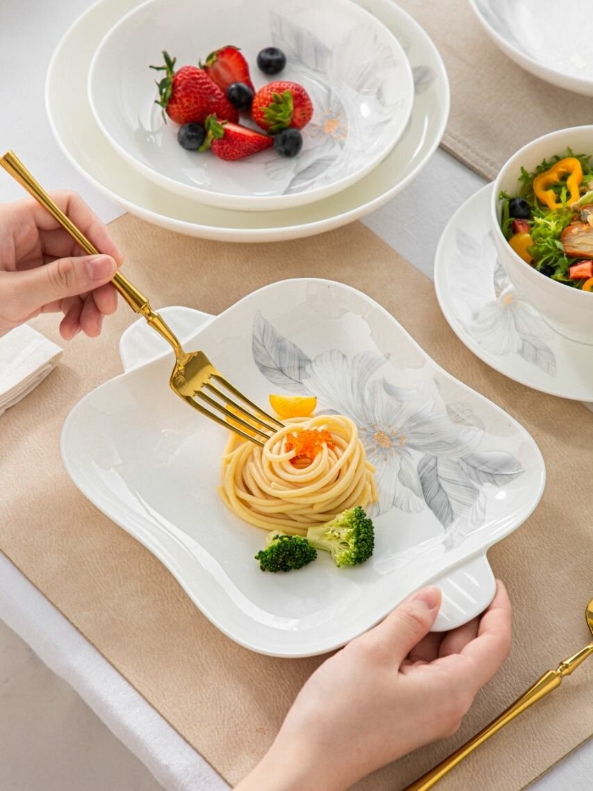 "Долина Хуаси" Блюдо фарфоровое 259х202х38мм, с ручками, с деколью