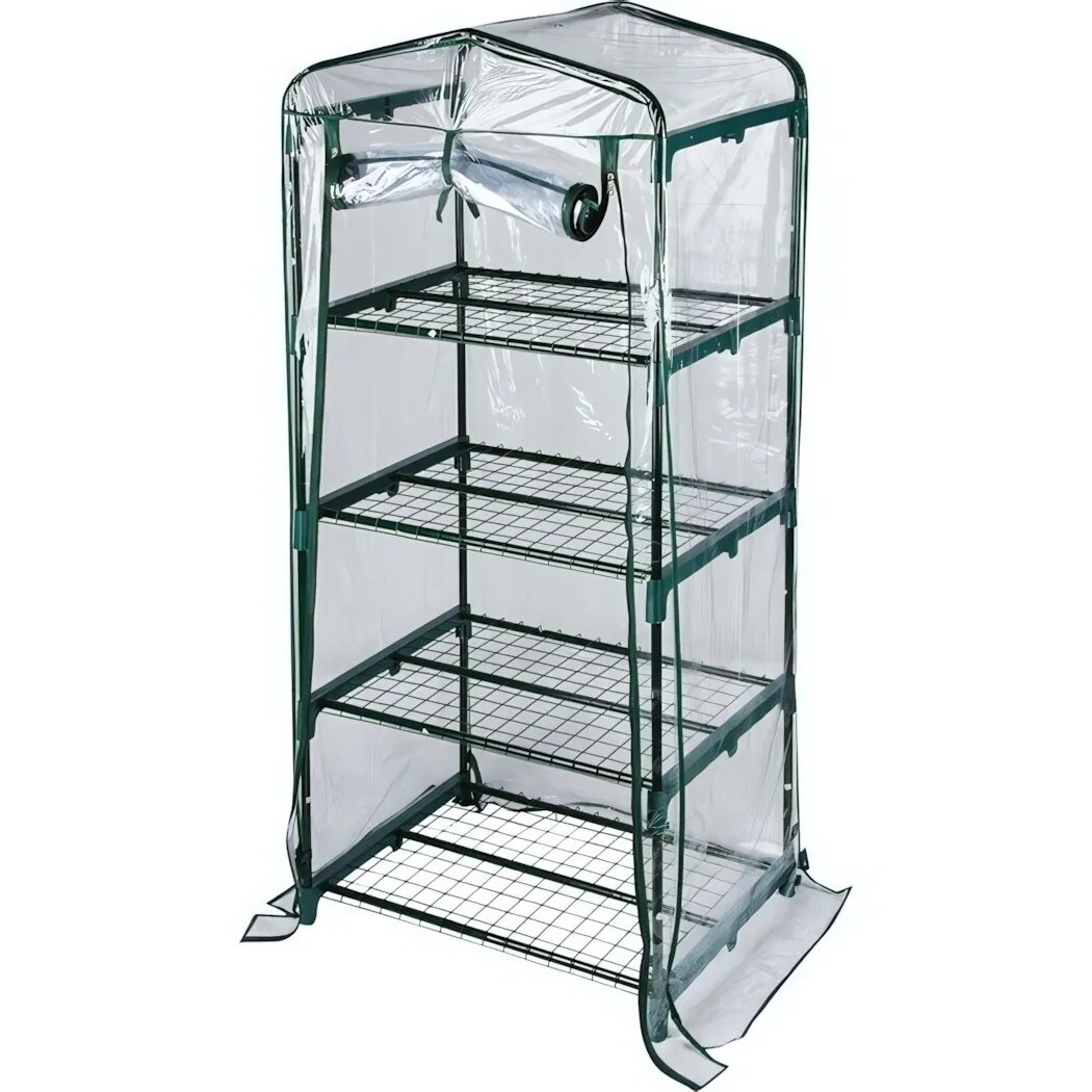 Парник-стеллаж «Вырастайка» 160х69х49см, 4 полки, металлический каркас, армированная пленка