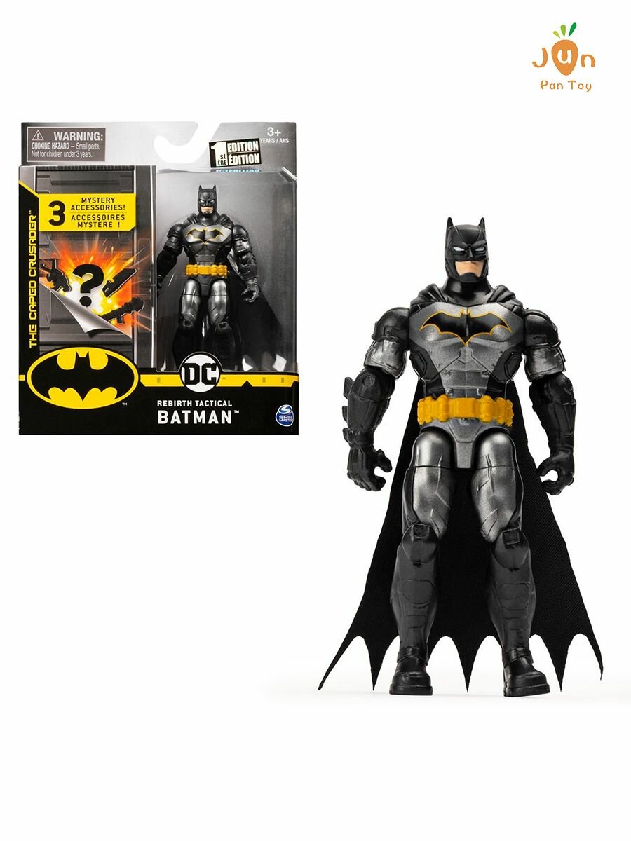 Бэтмен фигурка Spin Master DC The Caped Crusader Tactical Batman /Игрушки-модели персонажей аниме, С 3 аксессуарами слепой ящик, герой из комиксов, высотой 4 дюйма