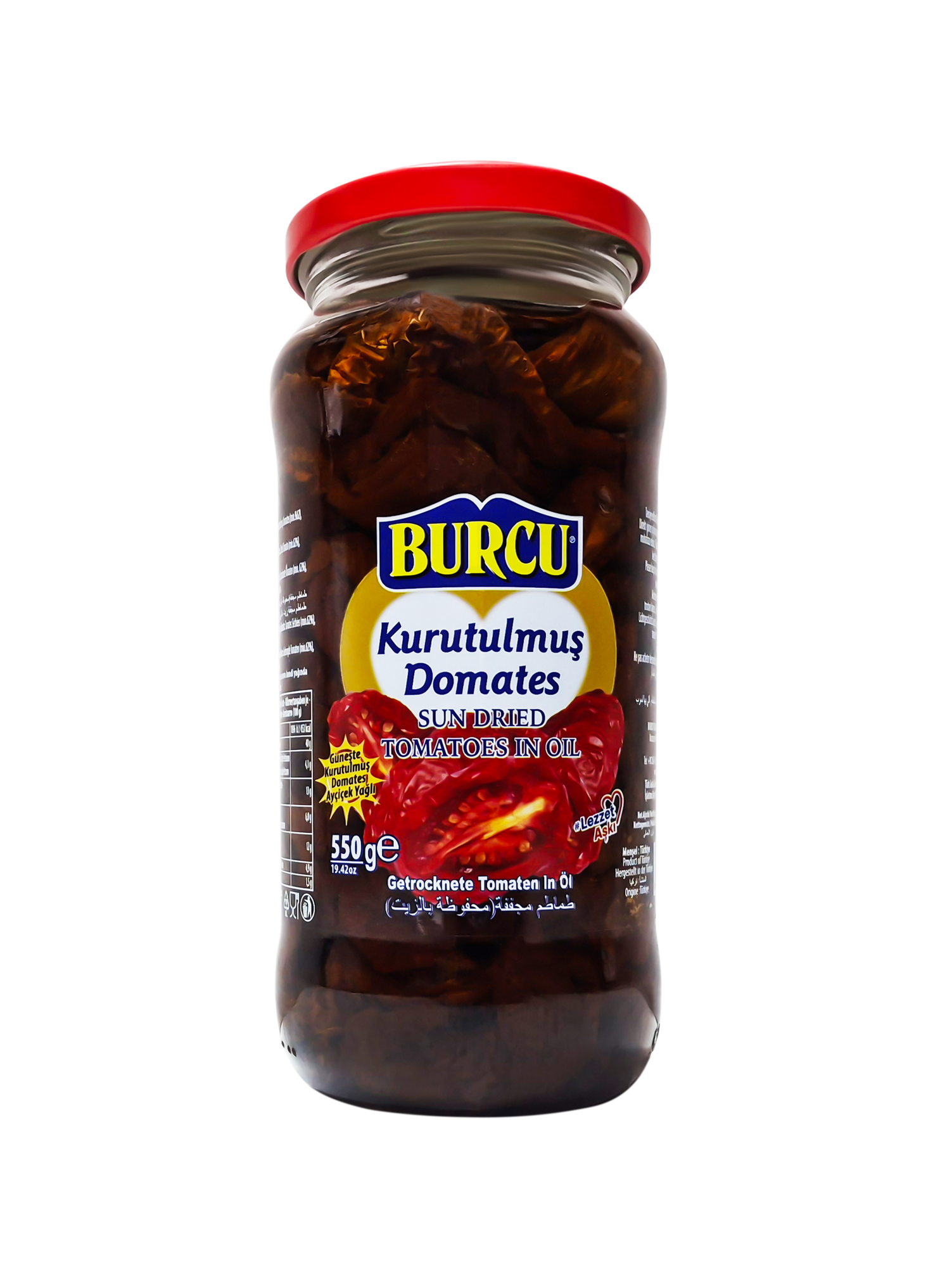 Помидоры вяленные с чесноком и орегано в подсолнечном масле, "Burcu", Kurutulmus Domates, 550гр. Турция