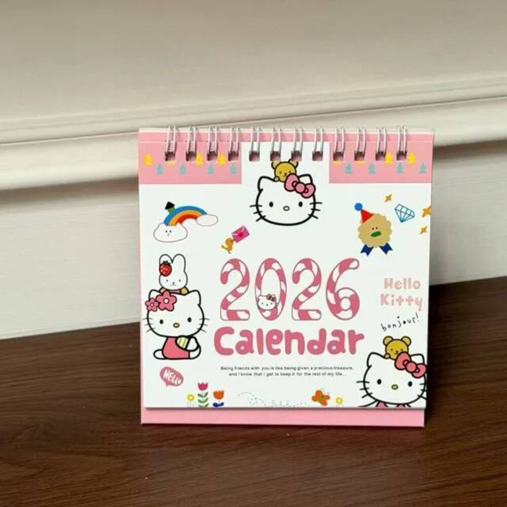 Календарь Hello Kitty на 2026 год, настольный календарь Sanrio, мультяшный календарь в стиле каваи, ежедневник, ежедневник, канцелярские товары, офисные принадлежности.