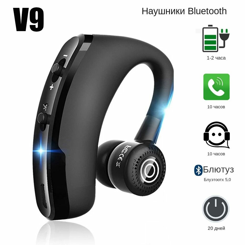 Беспроводная Bluetooth-гарнитура, с микрофоном, портом для зарядки Type-C, качеством звука высокой четкости, музыкой для звонков, моноауральными наушниками, универсальными для левого и правого уха