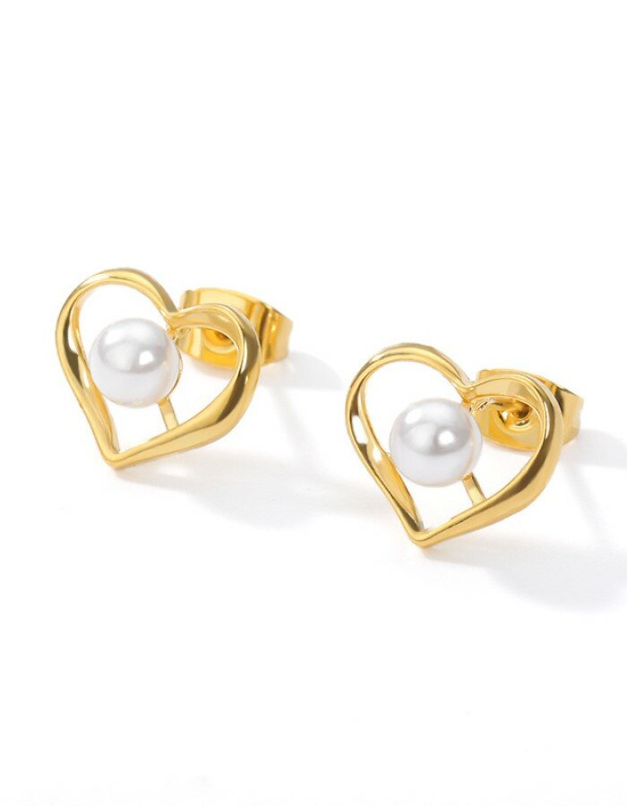 Серьги пусеты, жемчуг имитация