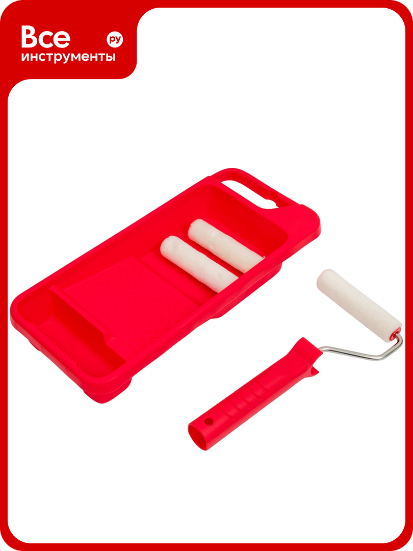 Малярный набор VIRTUS ванночка малярная, ручка, 3 мини-валика, велюр, 110 мм 002777002