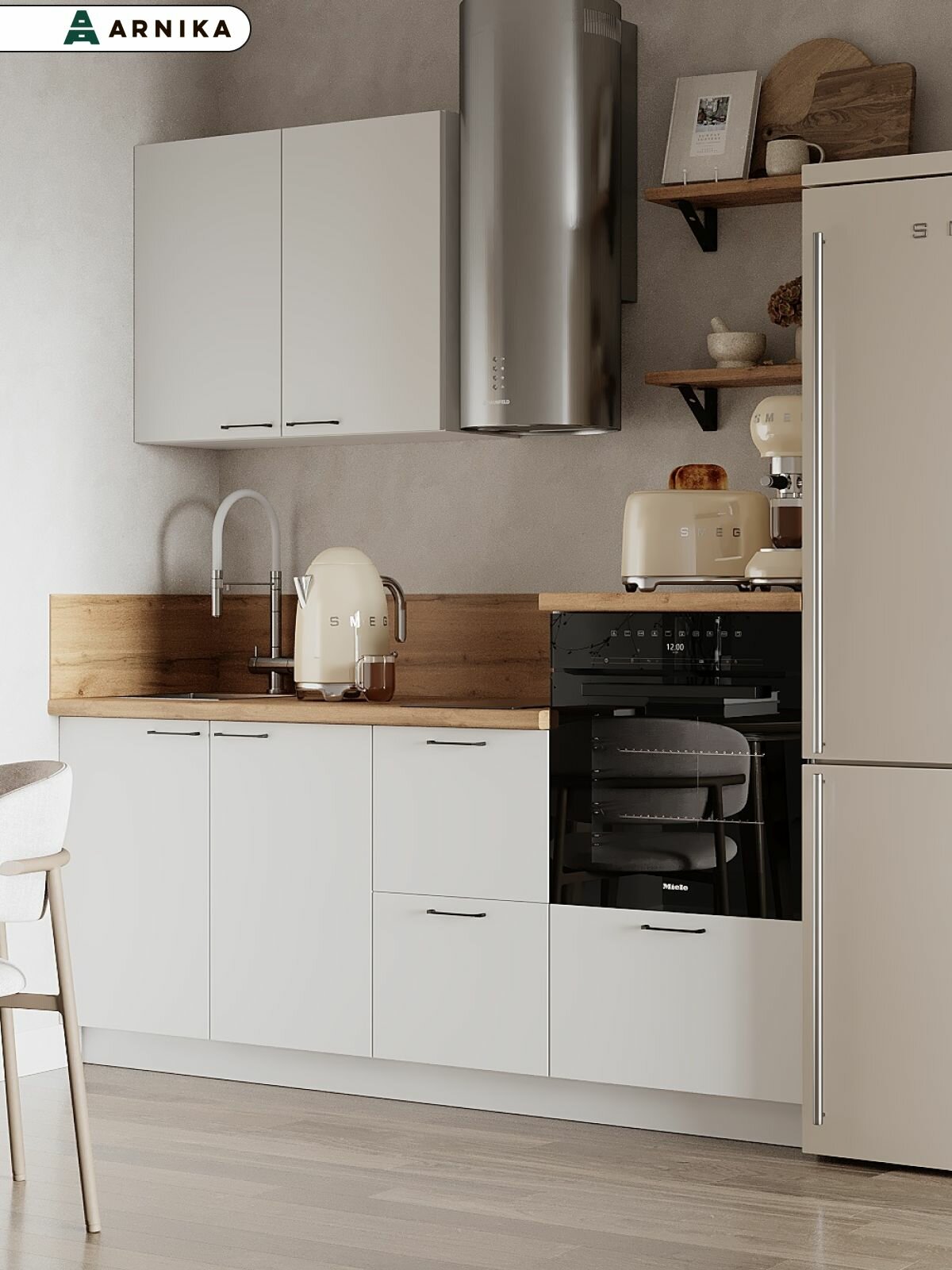 Кухонный гарнитур со столешницей "Дакия" 1,9м, цвет белый, фасад Эмаль