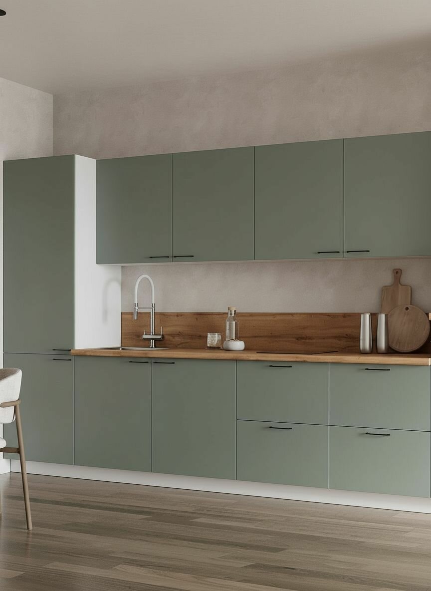 ARNIKA Кухонный гарнитур со столешницей "Дакия" 3,6м, цвет олива (зеленый), 0фасад Эмаль