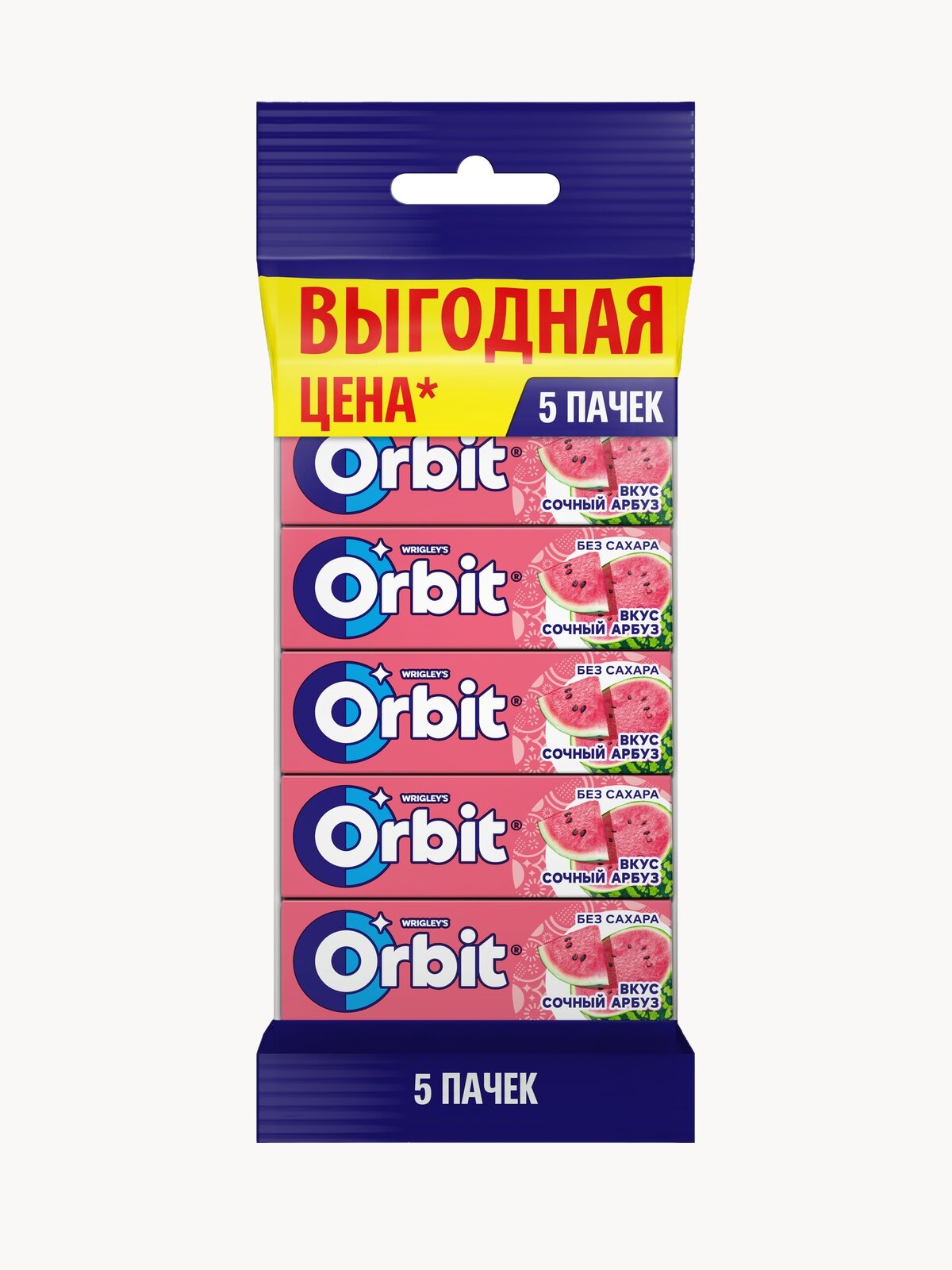 Orbit Сочный арбуз жевательная резинка 13.6г м/пэк 5 пач