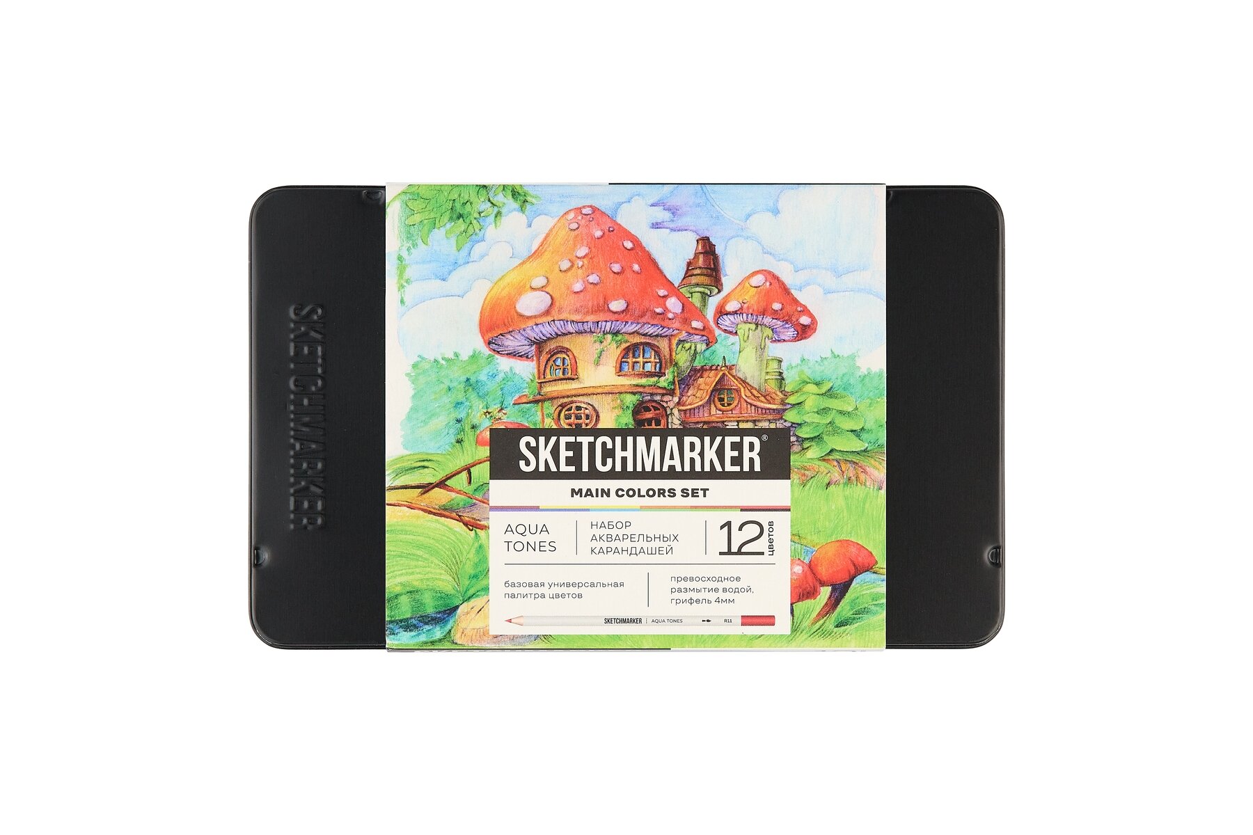 Набор карандашей акварельных SKETCHMARKER основные цвета 12цв. металлическая уп-ка