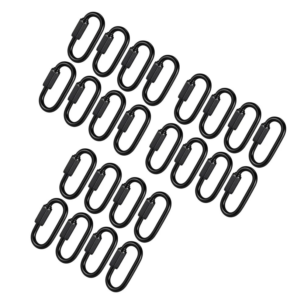 Набор из 24 черных быстросъемных звеньев из нержавеющей стали для кемпинга