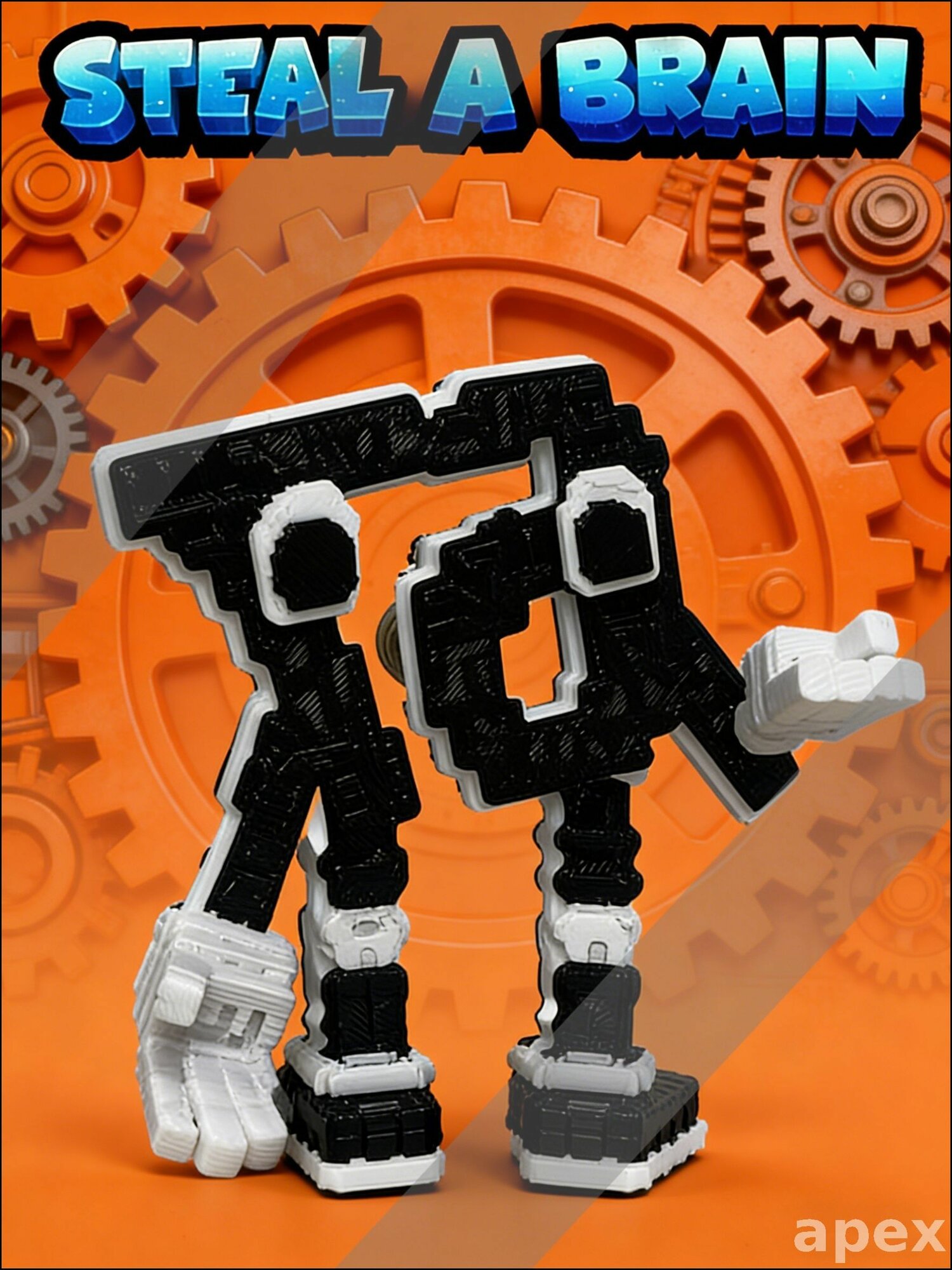 3D Фигурка Семерка Черная - Steal a Brainrot Italian Meme, 6 см