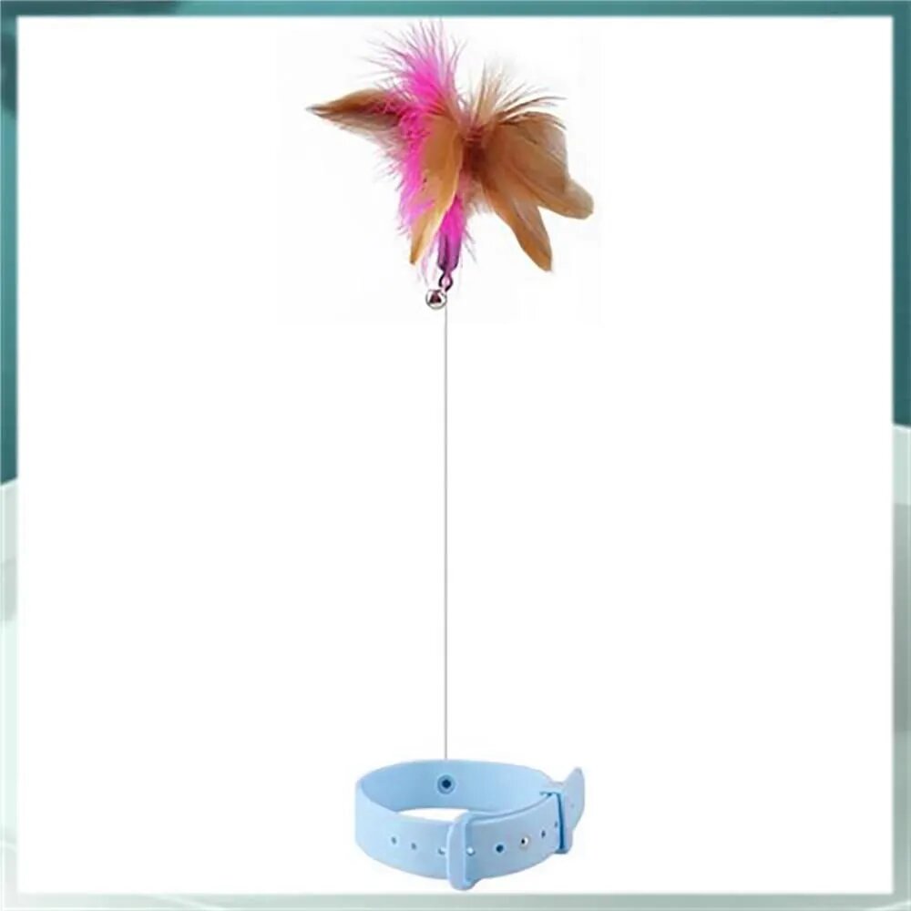 Игрушка для кошек, интересный ошейник с перьями и колокольчиком для активных игр в доме