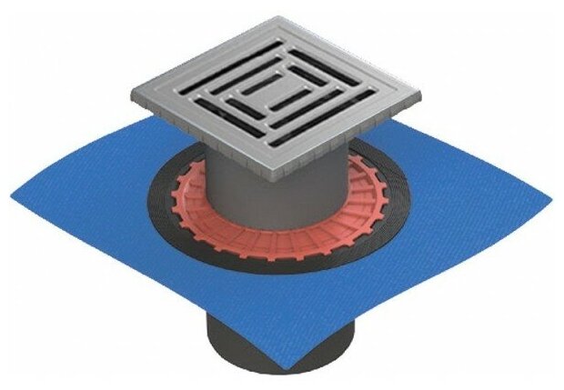 Душевой трап Berges Wasserhaus Zentrum Uno 090472 15x15 см