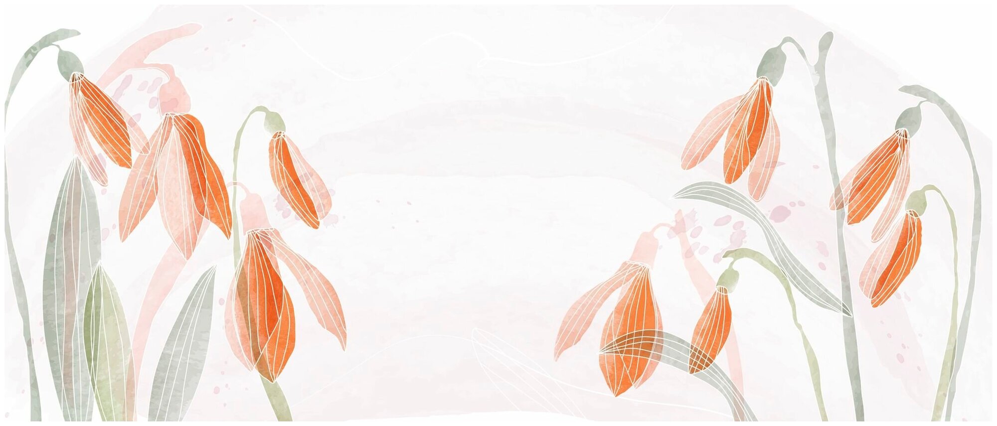 Фотообои Уютная стена "Хрупкие подснежники" 640х270 см Виниловые Бесшовные (единым полотном)