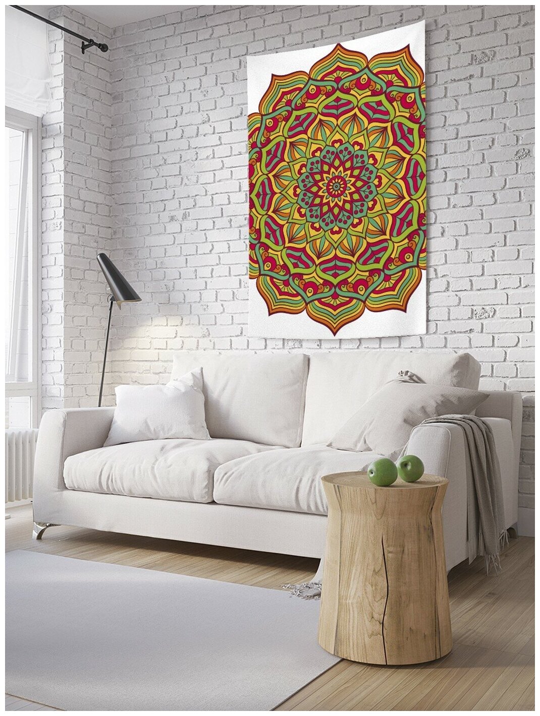 Фотопанно на стену тканевый вертикальный 150х200 "Индийская мандала" , JoyArty