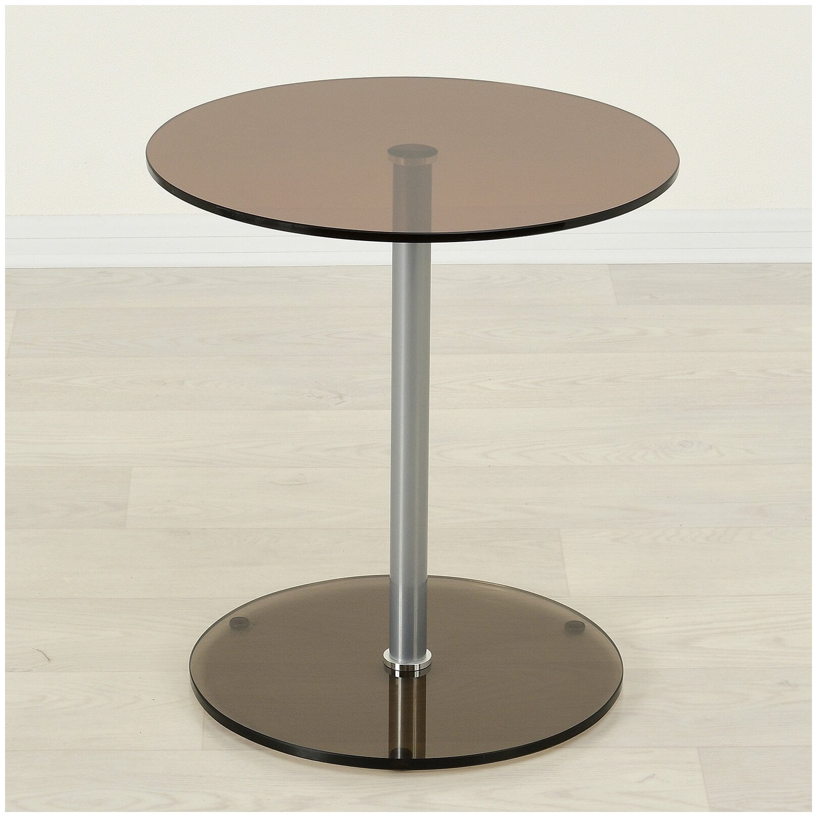 Стеклянный журнальный столик Эдита бронза/серебро (D40)