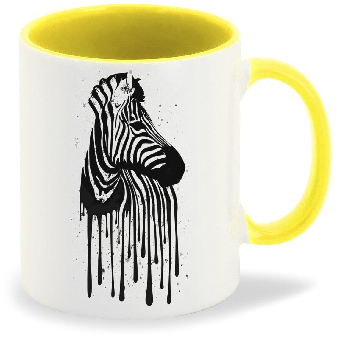 Кружка желтая CoolPodarok Зебра клякса