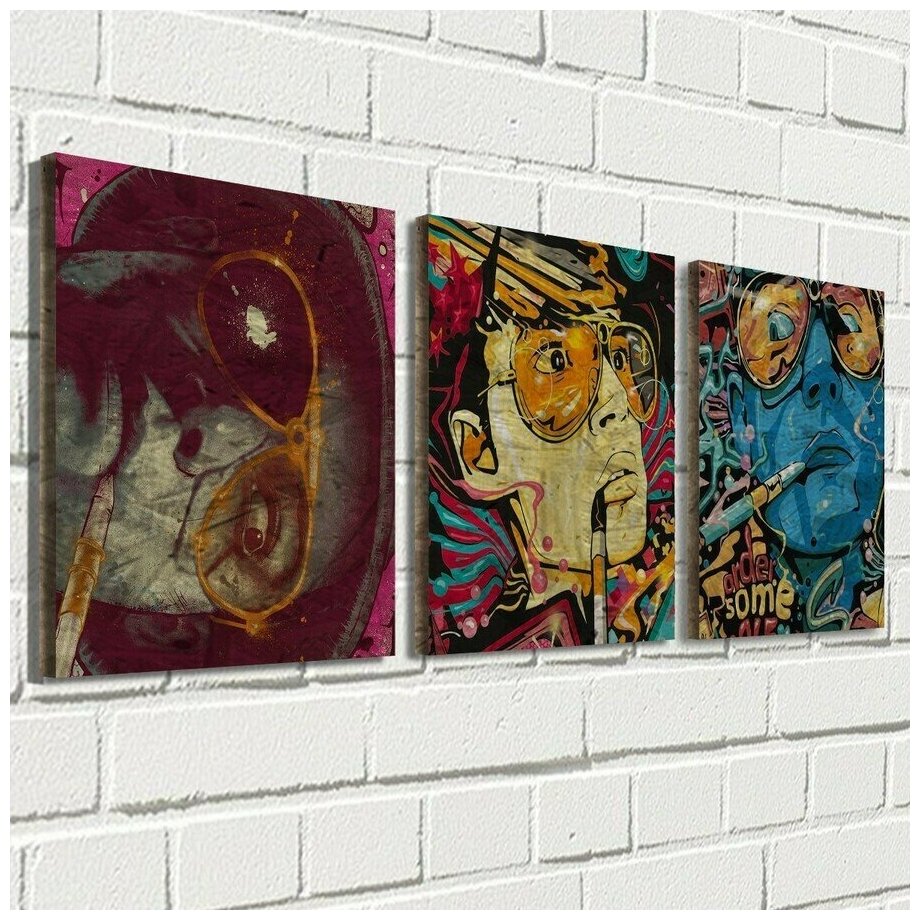 Модульная картина на рельефной доске ОСП 66x24 см квадратные Фильм Страх и ненависть в Лас-Вегасе - 100