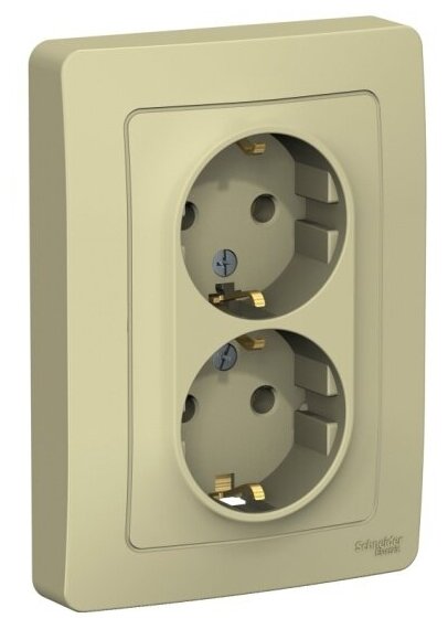 Розетка Systeme Electric (schneider Electric) SCHNEIDER ELECTRIC BLANCA двойная с заземлением без шторок, 16А, 250В, бежевый