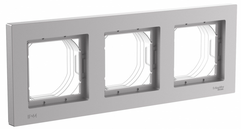 Рамка Systeme Electric AtlasDesign Aqua ATN440303, алюминий, IP44, 3 гнезда