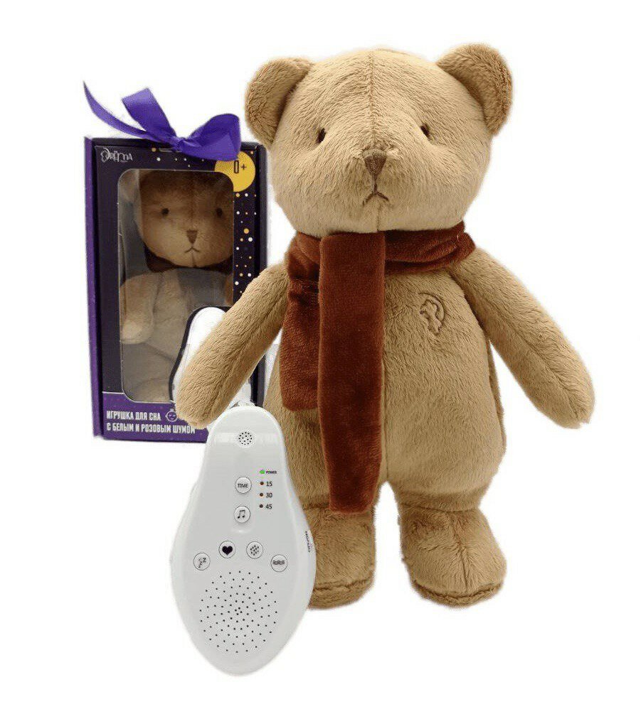 Мишка в шарфе DrЁma с белым и розовым шумом, карамельный 104-C