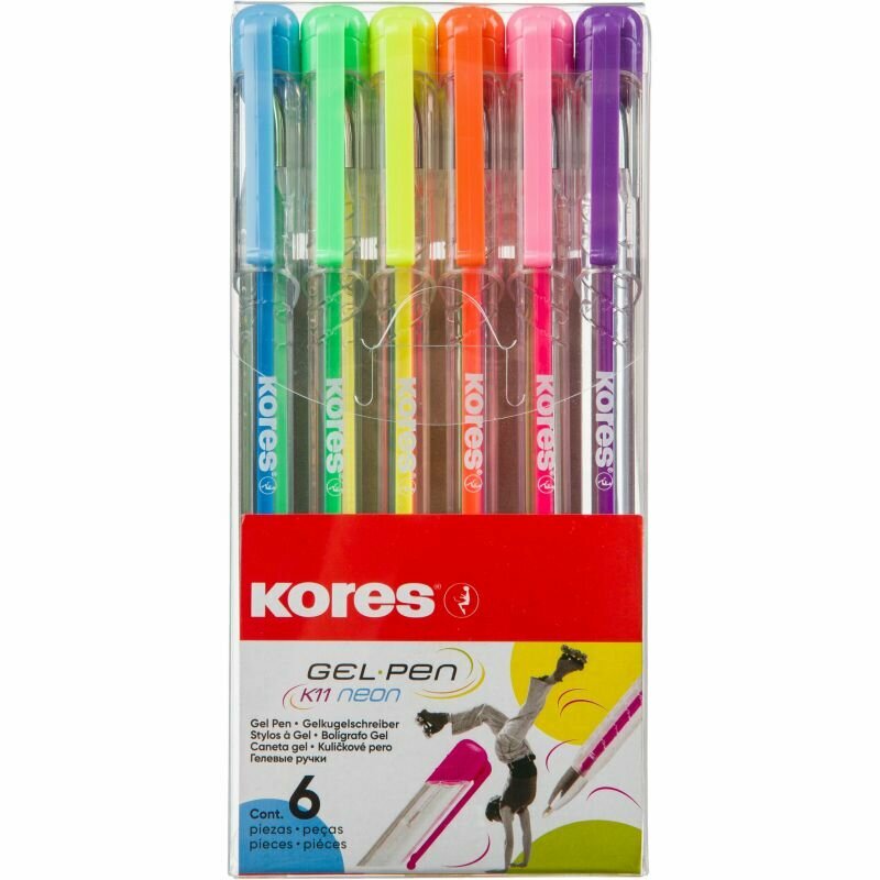 Kores Набор гелевых ручек Neon, 6 цветов