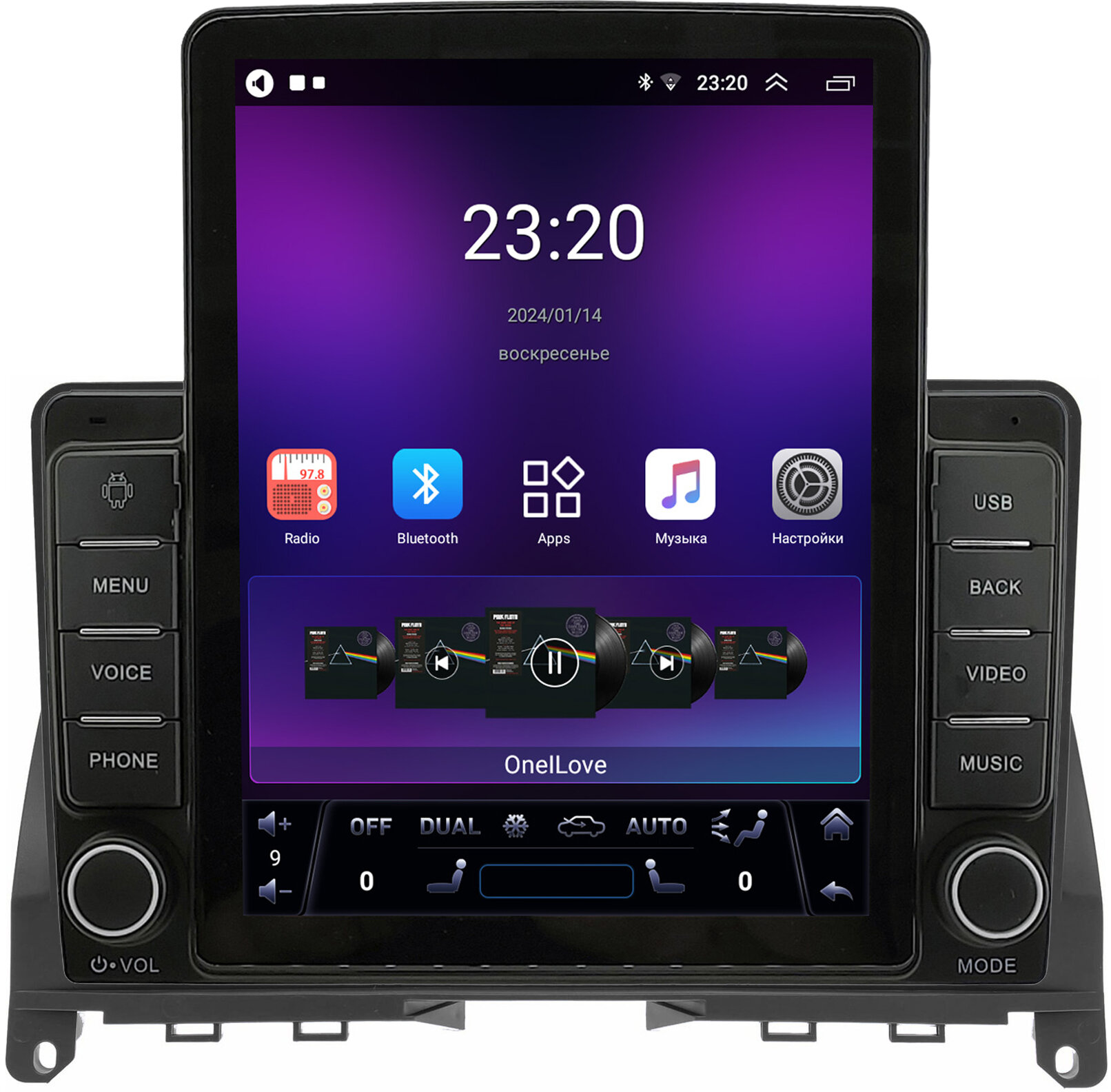 Штатная магнитола Mercedes-Benz C-klasse (w204) 2006-2011 (черная) Canbox GTR095-9-702 Android 10 (QLed, 4/64, DSP, CarPlay)