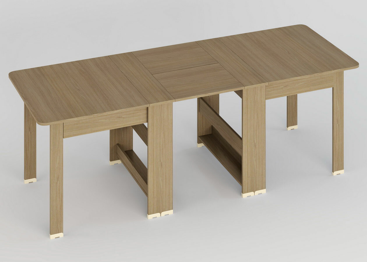 Стол-книжка 230 см со скругленной столешницей МагМебель Ральф-230/17 ясень шимо светлый