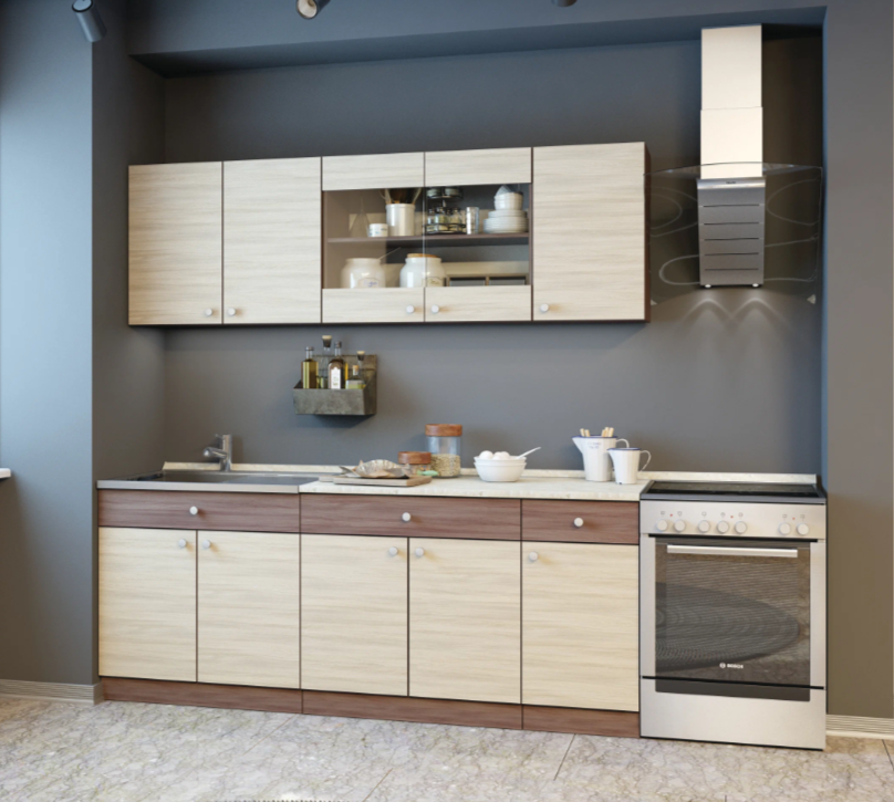Кухонный гарнитур, кухня, готовый комплект Шимо 2 м Ясень шимо