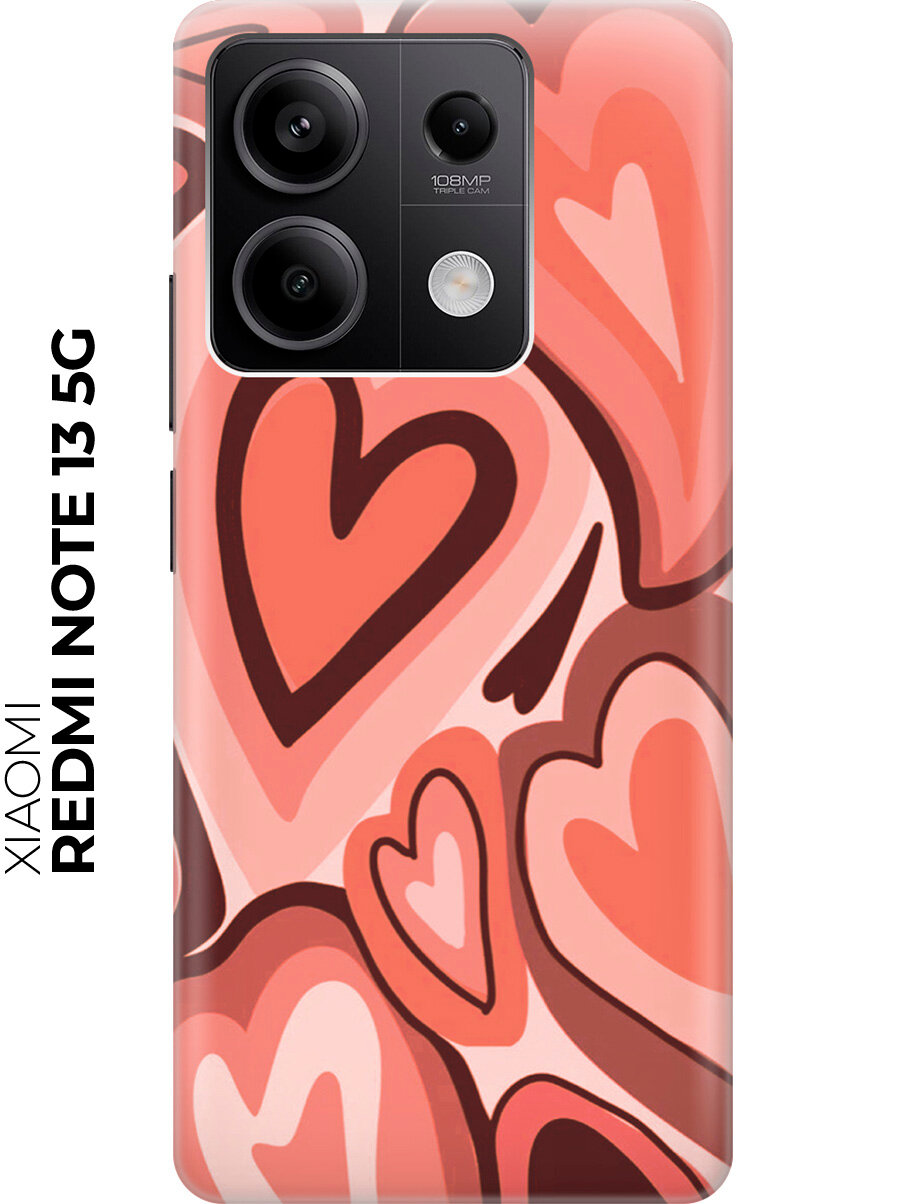 Силиконовый чехол на Xiaomi Redmi Note 13 5g / Сяоми Редми Ноут 13 5г с рисунком "Нарисованные сердечки"